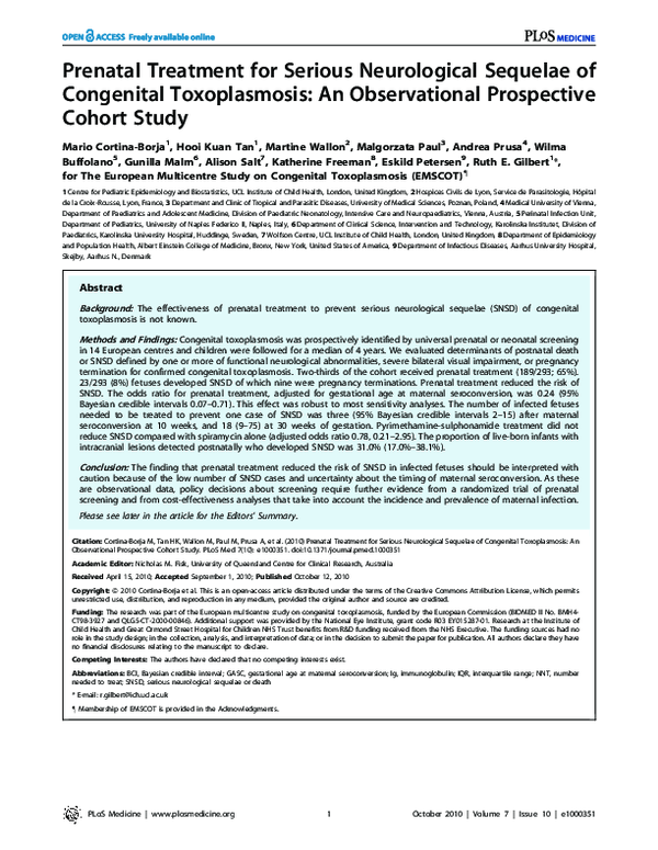 (PDF) Prenatal Treatment for Serious Neurological Sequelae of ...