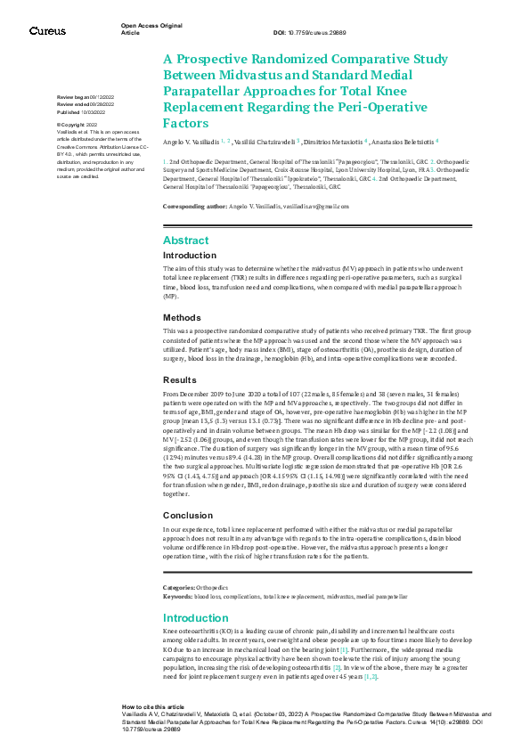 (PDF) A Prospective Randomized Comparative Study Between Midvastus and ...