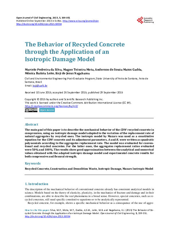 (PDF) The Behavior of Recycled Concrete through the Application of an ...