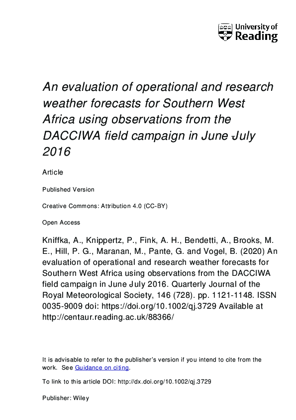 (PDF) An evaluation of operational and research weather forecasts for ...