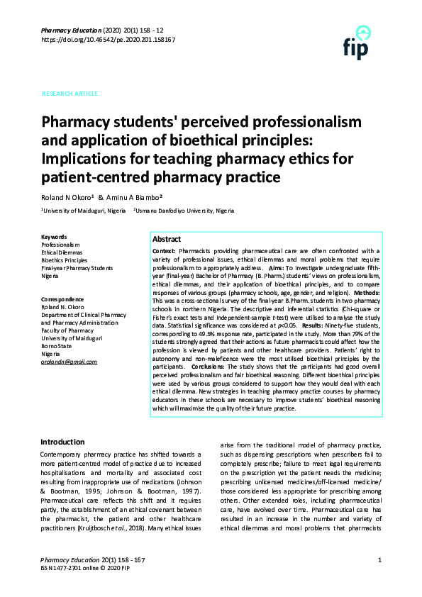 (PDF) Teaching decision-making and professional ethics for pharmacy ...