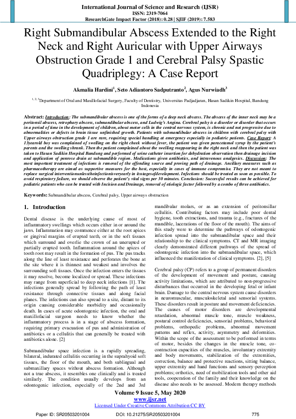 (PDF) Right Submandibular Abscess Extended to the Right Neck and Right ...
