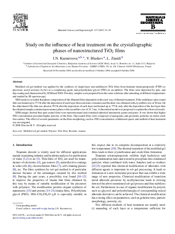 (PDF) Study on the influence of heat treatment on the crystallographic ...