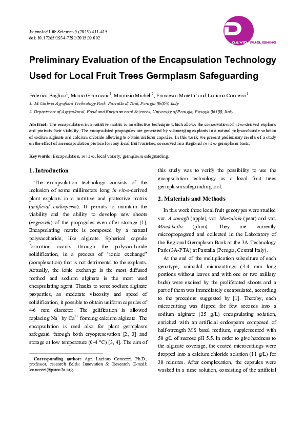 (PDF) Preliminary Evaluation of the Encapsulation Technology Used for ...