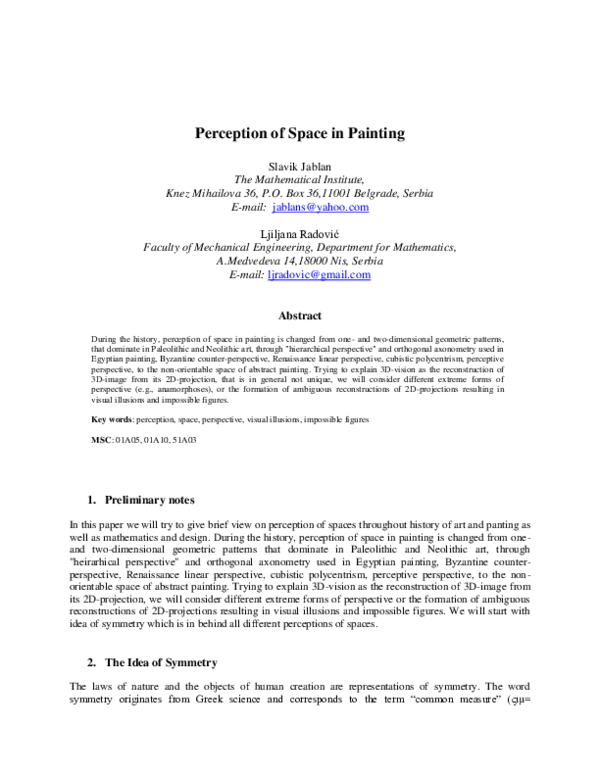 (PDF) Perception of Space in Painting