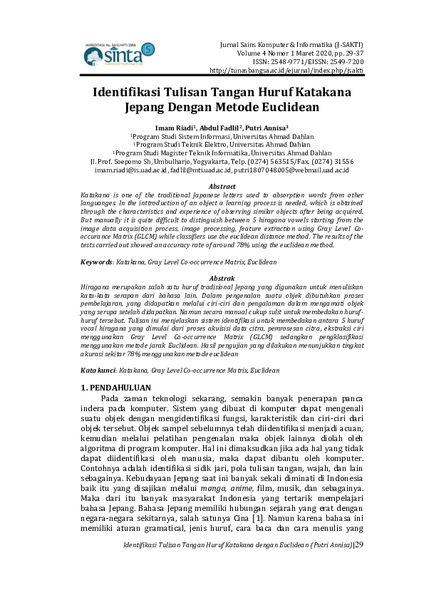 (PDF) Identifikasi Tulisan Tangan Huruf Katakana Jepang Dengan Metode ...