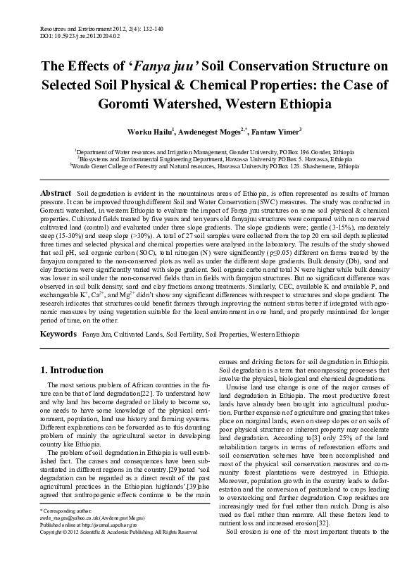 (PDF) The Effects of ‘Fanya juu’ Soil Conservation Structure on Selected Soil Physical ...