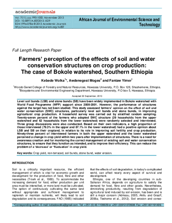 (PDF) The case of Bokole watershed, Southern Ethiopia