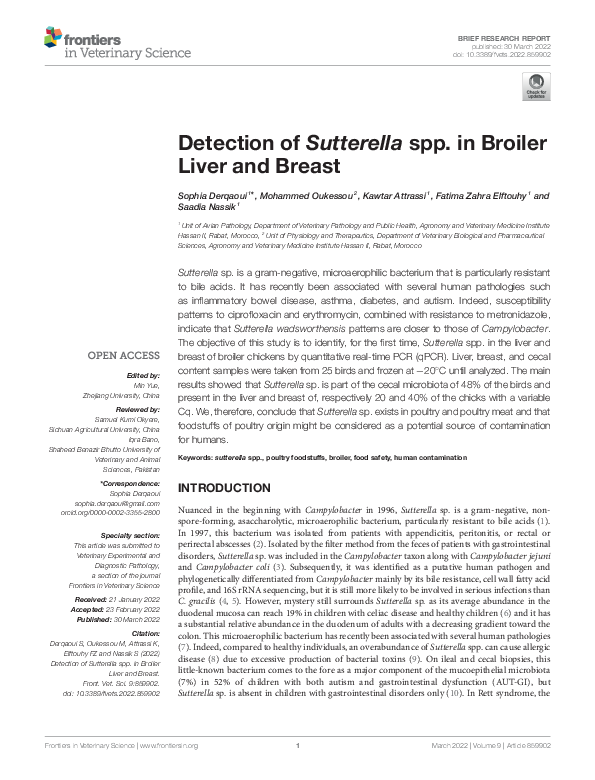 (PDF) Detection of Sutterella spp. in Broiler Liver and Breast