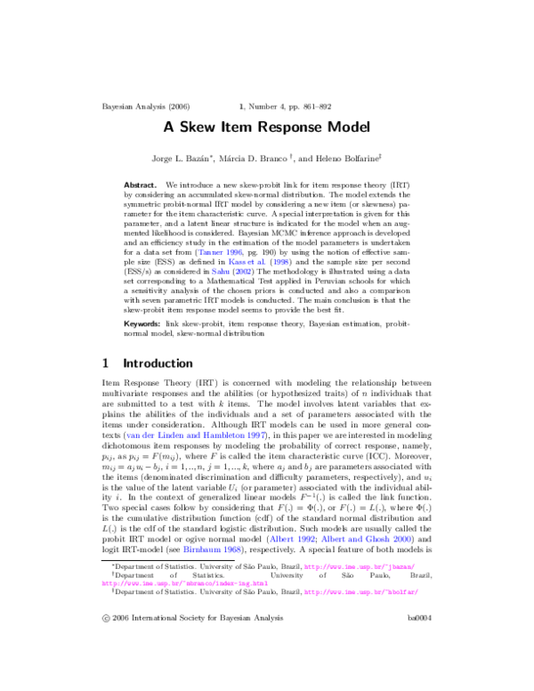 (PDF) A skew item response model