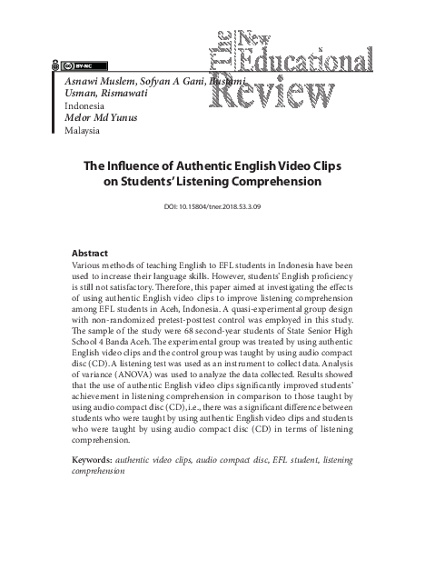 (PDF) The Influence of Authentic English Video Clips on Students ...