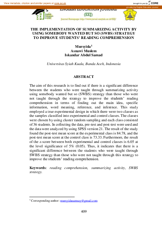 (PDF) The Implementation of Summarizing Activity by Using Somebody ...