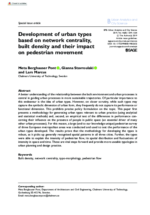 (PDF) Development of urban types based on network centrality, built ...