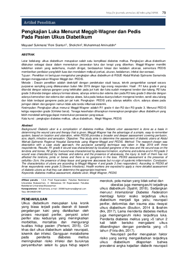 (PDF) Pengkajian Luka Menurut Meggit-Wagner dan Pedis Pada Pasien Ulkus Diabetikum