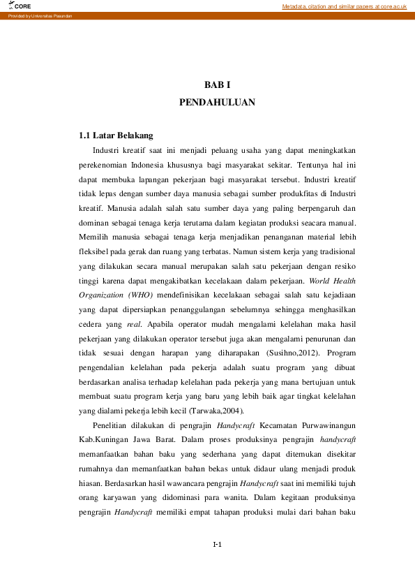 (PDF) Analisis Postur Kerja Pengrajin Handycraft Menggunakan Nordic ...