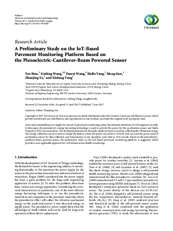 (PDF) A Preliminary Study on the IoT-Based Pavement Monitoring Platform Based on the ...