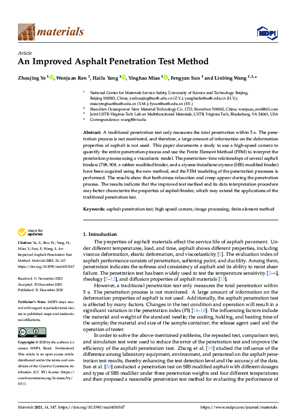 (PDF) An Improved Asphalt Penetration Test Method