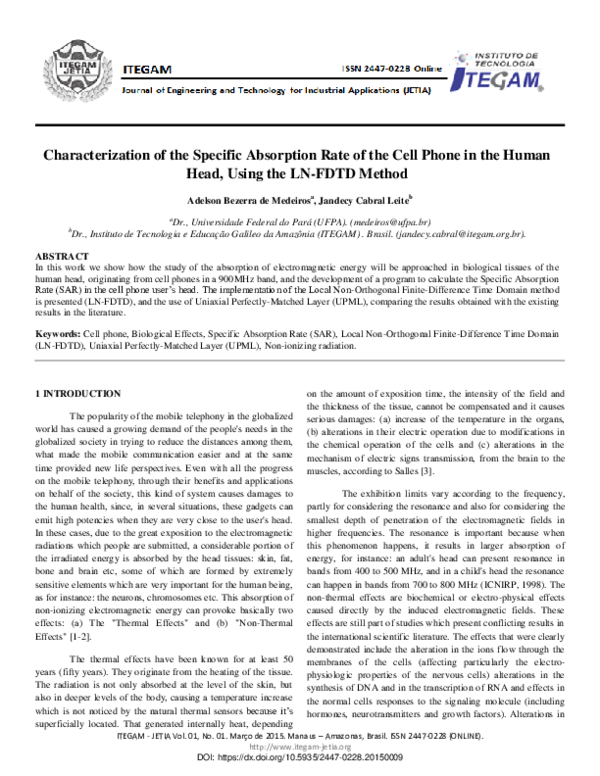 (PDF) Characterization of the Specific Absorption Rate of the Cell ...