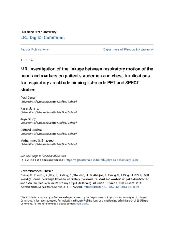(PDF) MRI Investigation of the Linkage Between Respiratory Motion of ...
