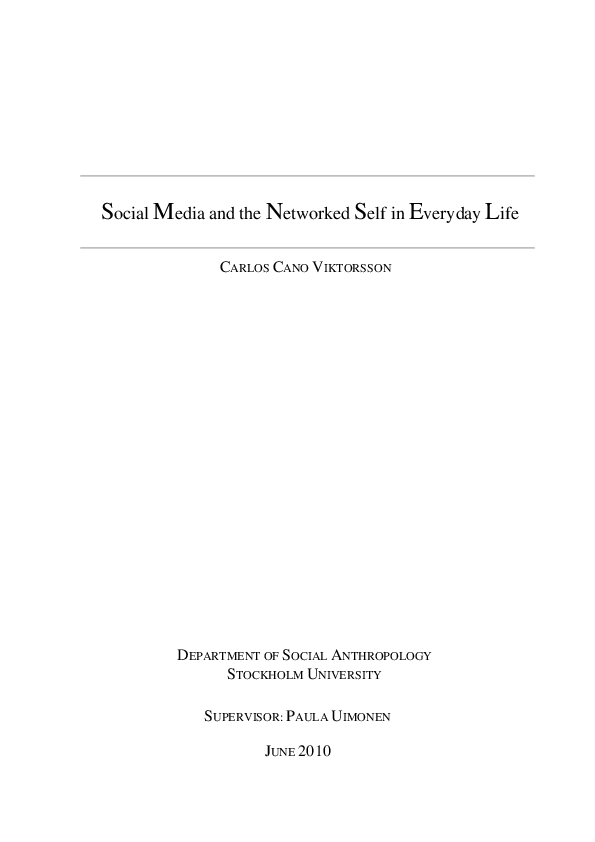 (PDF) Social Media and the Networked Self in Everyday Life