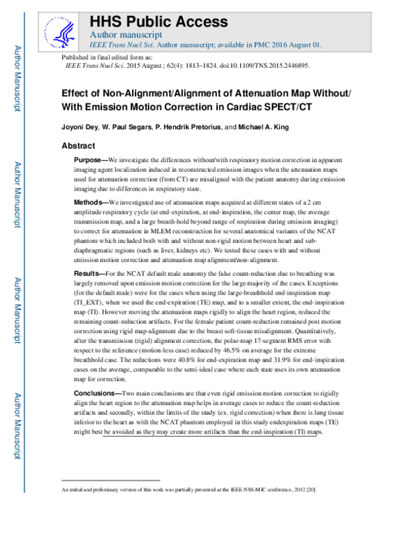 (PDF) Effect of Non-Alignment/Alignment of Attenuation Map Without/With ...