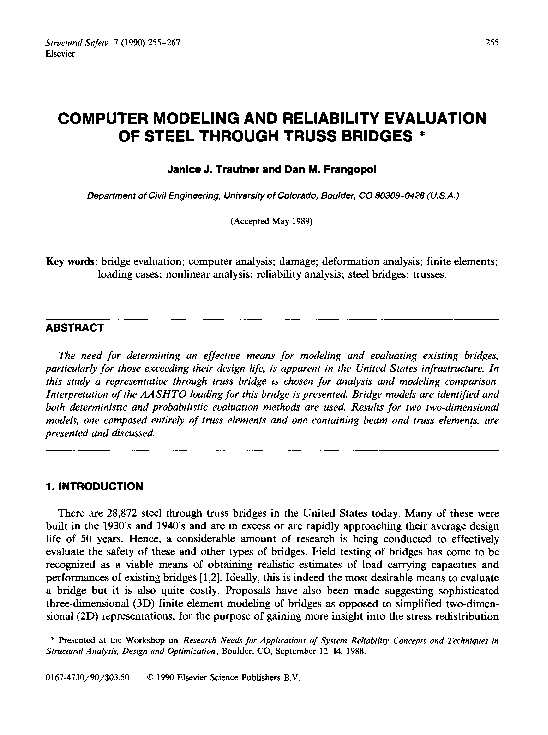 (PDF) Computer modeling and reliability evaluation of steel through truss bridges | reza arya ...