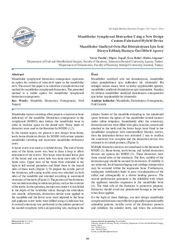 (PDF) Mandibular Symphyseal Distraction Using A New Design Custom ...
