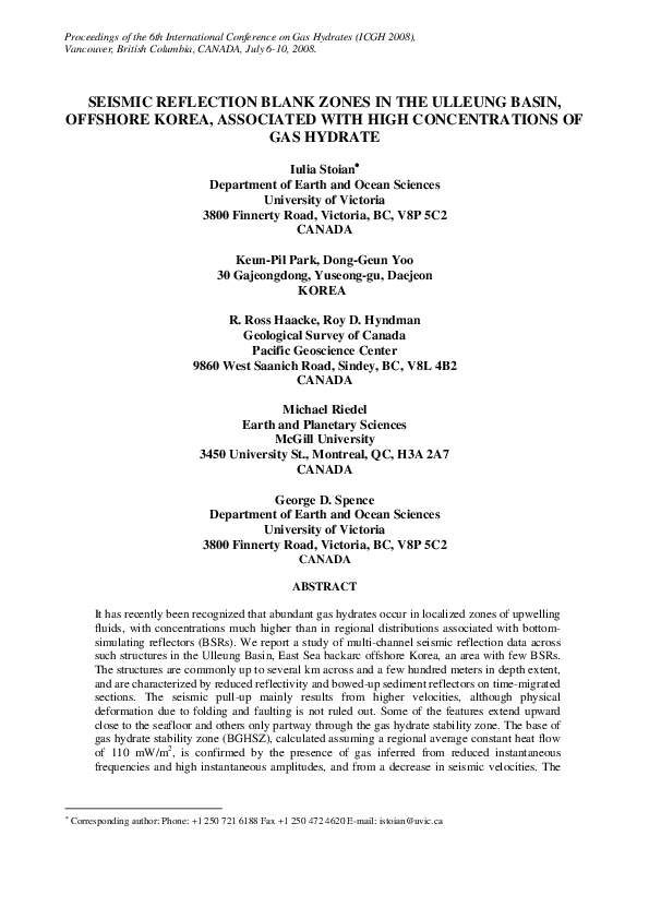 (PDF) Seismic Reflection Blank Zones in the Ulleung Basin, Offshore ...