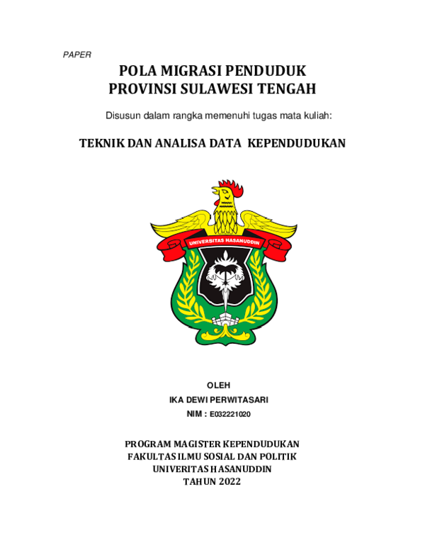 (PDF) POLA MIGRASI PENDUDUK PROVINSI SULAWESI TENGAH Disusun dalam ...