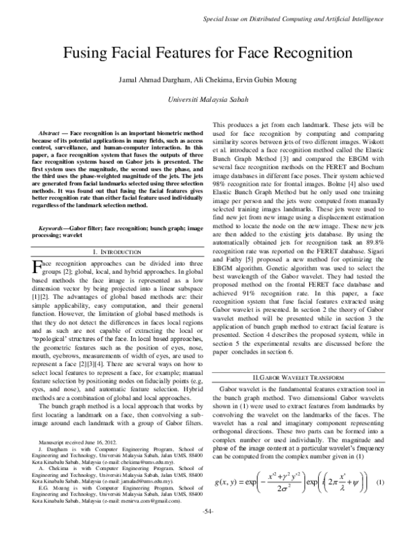 (PDF) Fusing Facial Features for Face Recognition