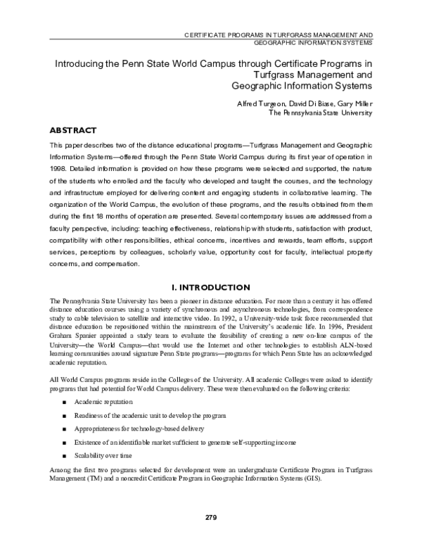 (PDF) Introducing the Penn State World Campus through Certificate ...