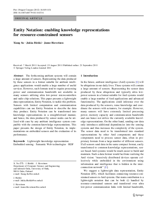 (PDF) Entity Notation: enabling knowledge representations for resource-constrained sensors ...