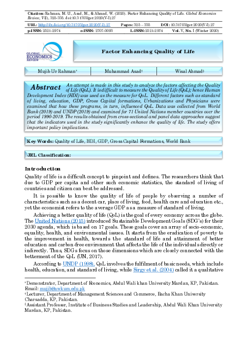 (PDF) Factor Enhancing Quality of Life