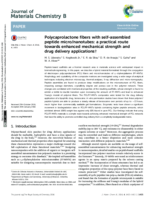 (PDF) Polycaprolactone fibers with self-assembled peptide micro ...
