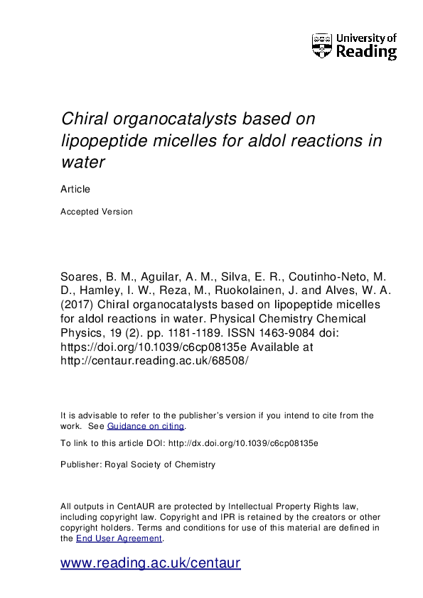 (PDF) Chiral organocatalysts based on lipopeptide micelles for aldol ...