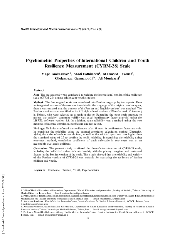 (PDF) Psychometric Properties of International Children and Youth ...