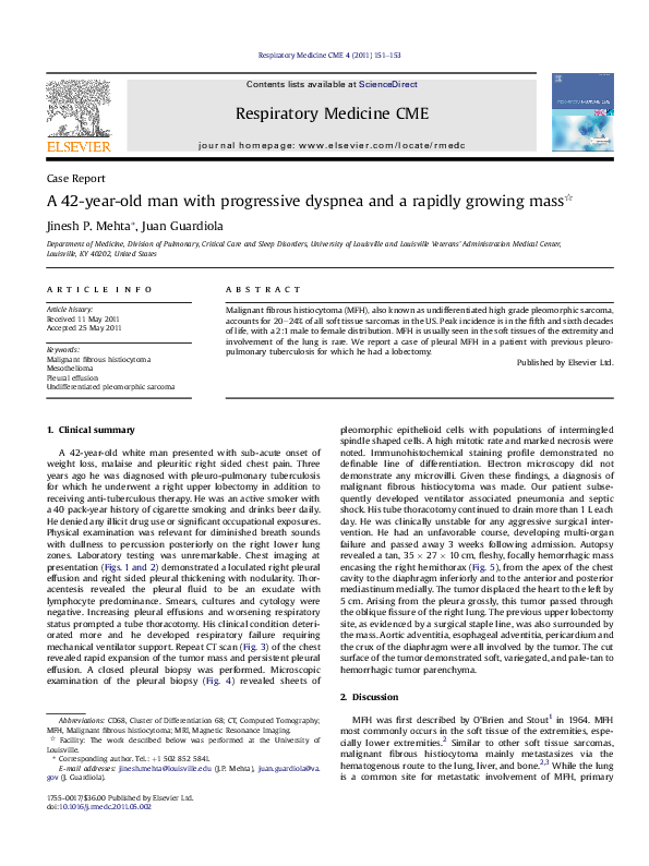 (PDF) A 42-year-old man with progressive dyspnea and a rapidly growing mass