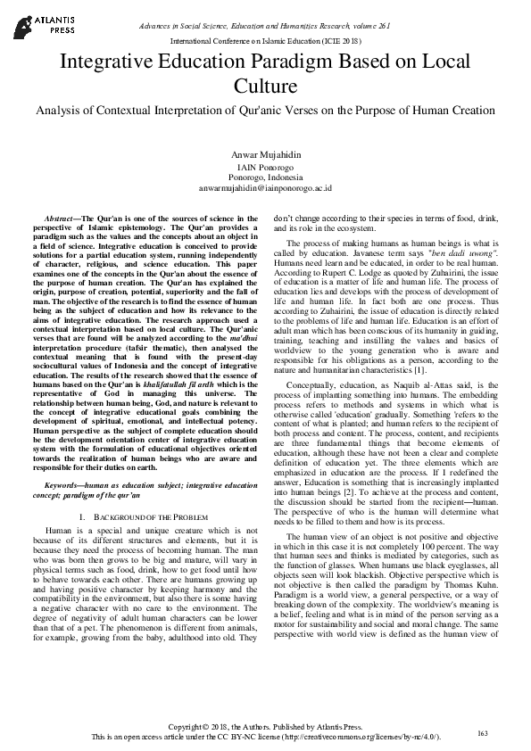 (PDF) Integrative Education Paradigm Based on Local Culture (Analysis ...
