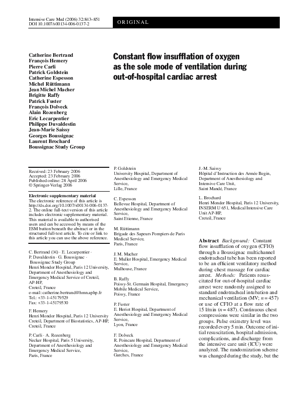 (PDF) Constant flow insufflation of oxygen as the sole mode of ...