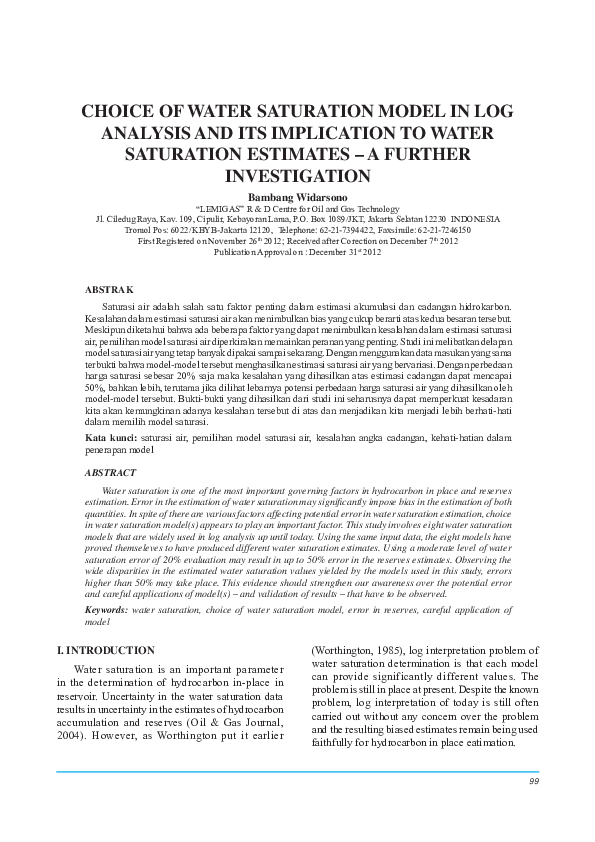 (PDF) Choice Of Water Saturation Model In Log Analysis And Its Implication To Water Saturation ...