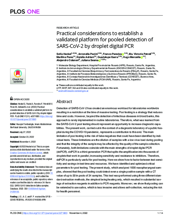 (PDF) Pooling SARS-CoV-2 Detection via Droplet Digital PCR
