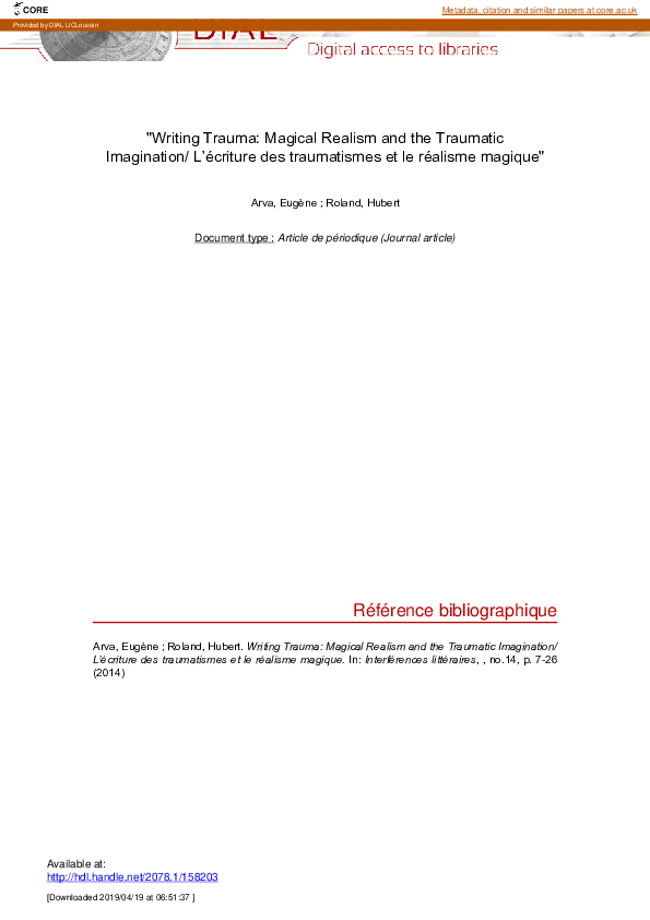 (PDF) Writing Trauma: Magical Realism and the Traumatic Imagination/ L ...