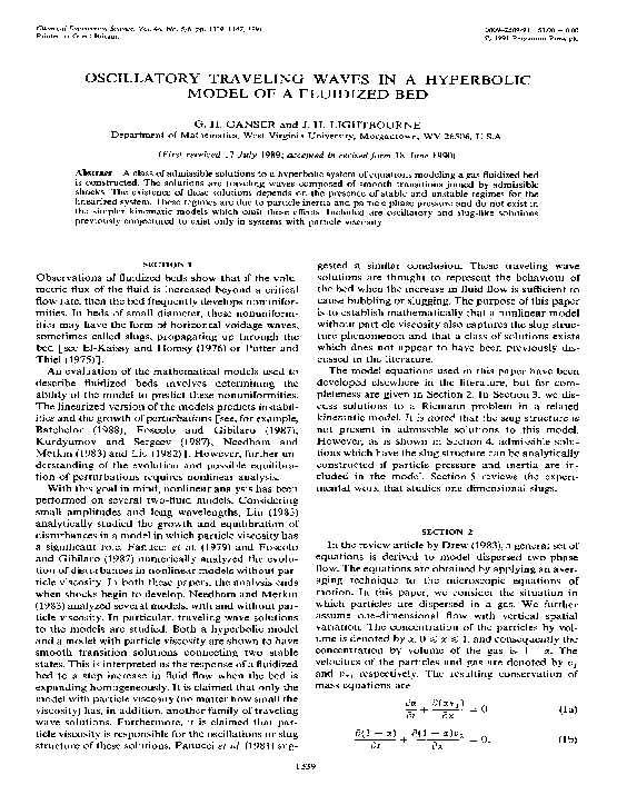 (PDF) Oscillatory traveling waves in a hyperbolic model of a fluidized bed