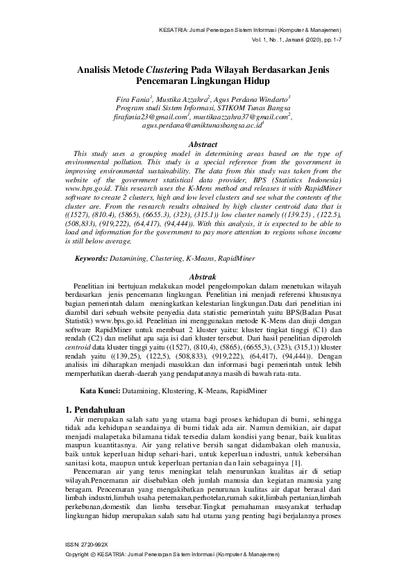 (PDF) Analisis Metode Clustering Pada Wilayah Berdasarkan Jenis ...