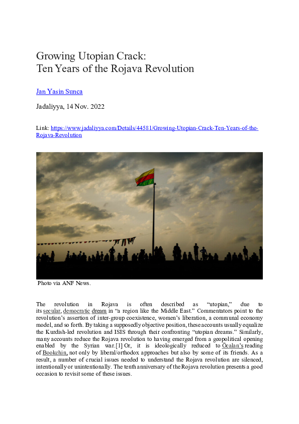 (PDF) Growing Utopian Crack: Ten Years of the Rojava Revolution