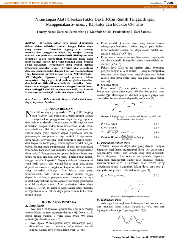 (PDF) Perancangan Alat Perbaikan Faktor Daya Beban Rumah Tangga dengan Menggunakan Switching ...