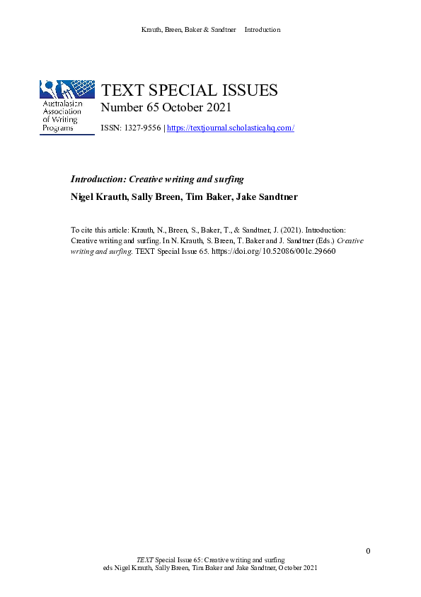 (PDF) Introduction: Creative writing and surfing