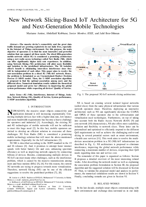 Pdf New Network Slicing Based Iot Architecture For 5g And Next Generation Mobile Technologies