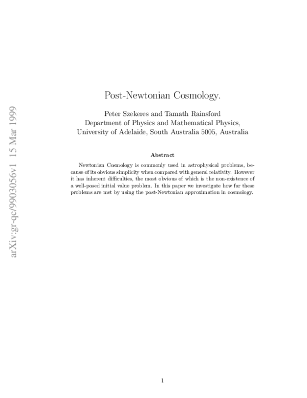(PDF) Post-Newtonian Cosmology