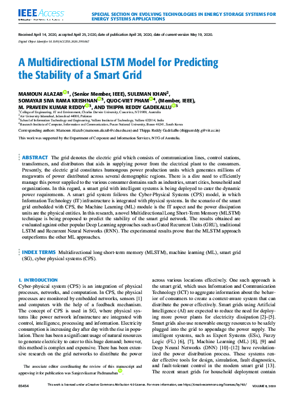(PDF) A Multidirectional LSTM Model for Predicting the Stability of a Smart Grid | Suleman Khan ...